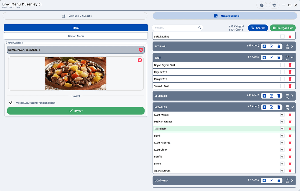 SambaPOS Menu Editor - Freeware - LiwaSoft Entegrasyonları - LiwaSoft ...